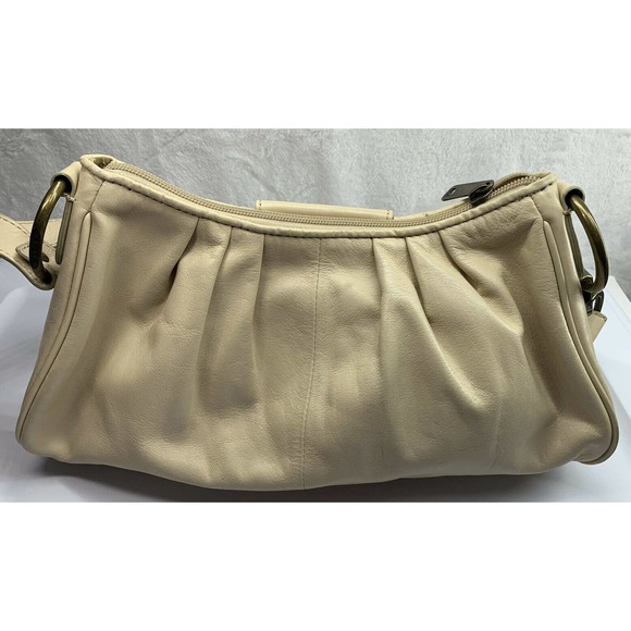 Alfani | Bags | Womens Alfani Leather Shoulder Bag Cream Bronze Accents ...